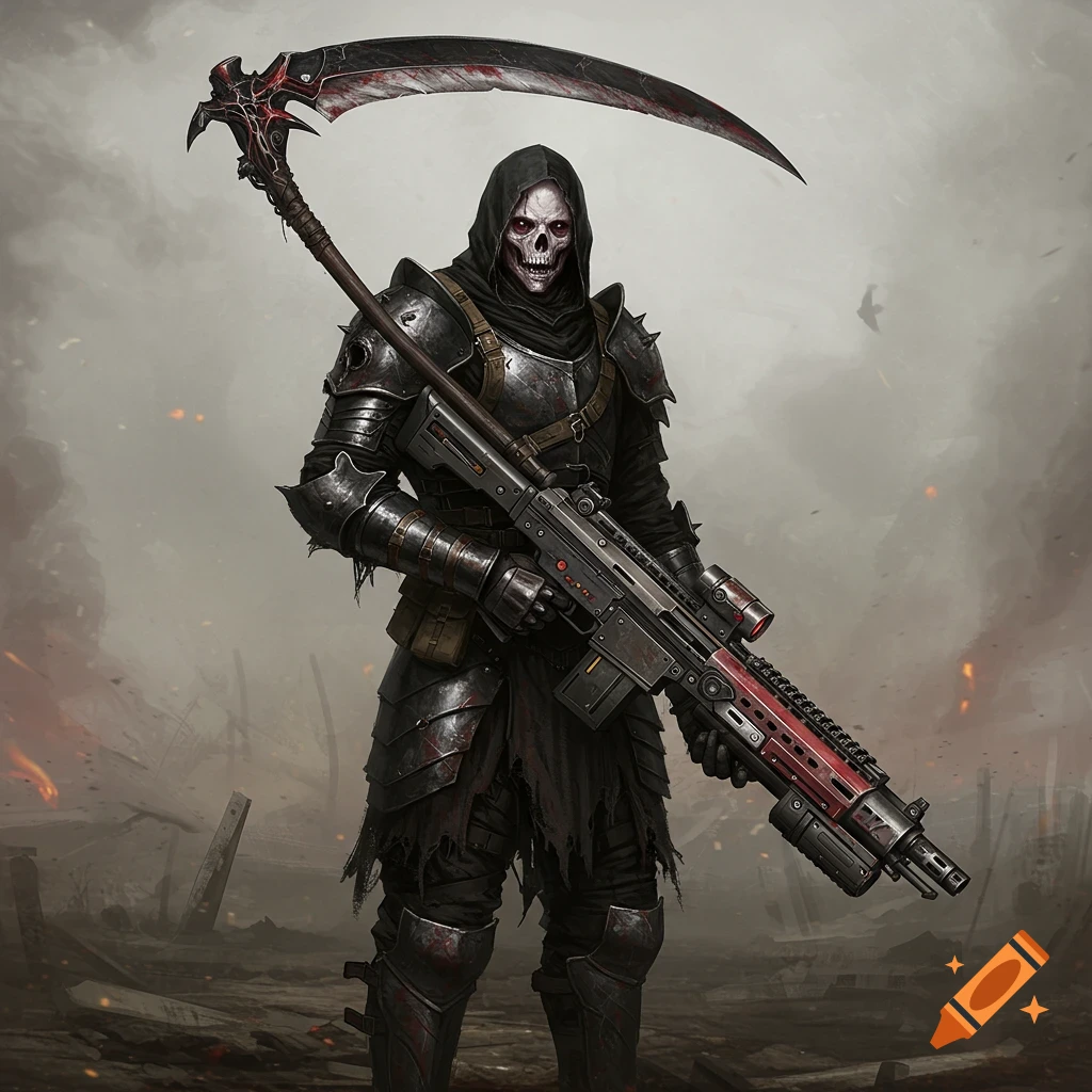 Pale Rider of the Apocalypse as FPS character on Craiyon