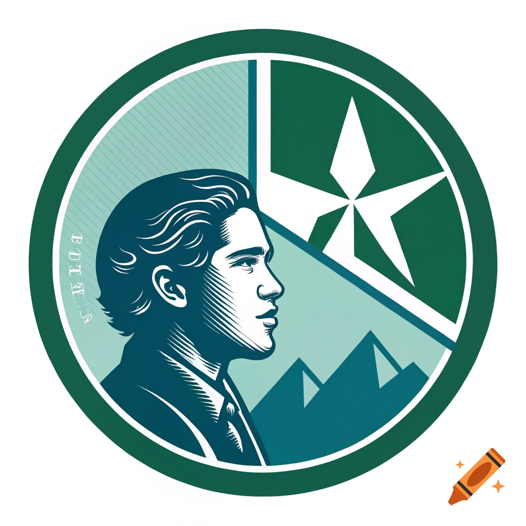 Stylized logo with blue and green circles, minimalist design. on Craiyon