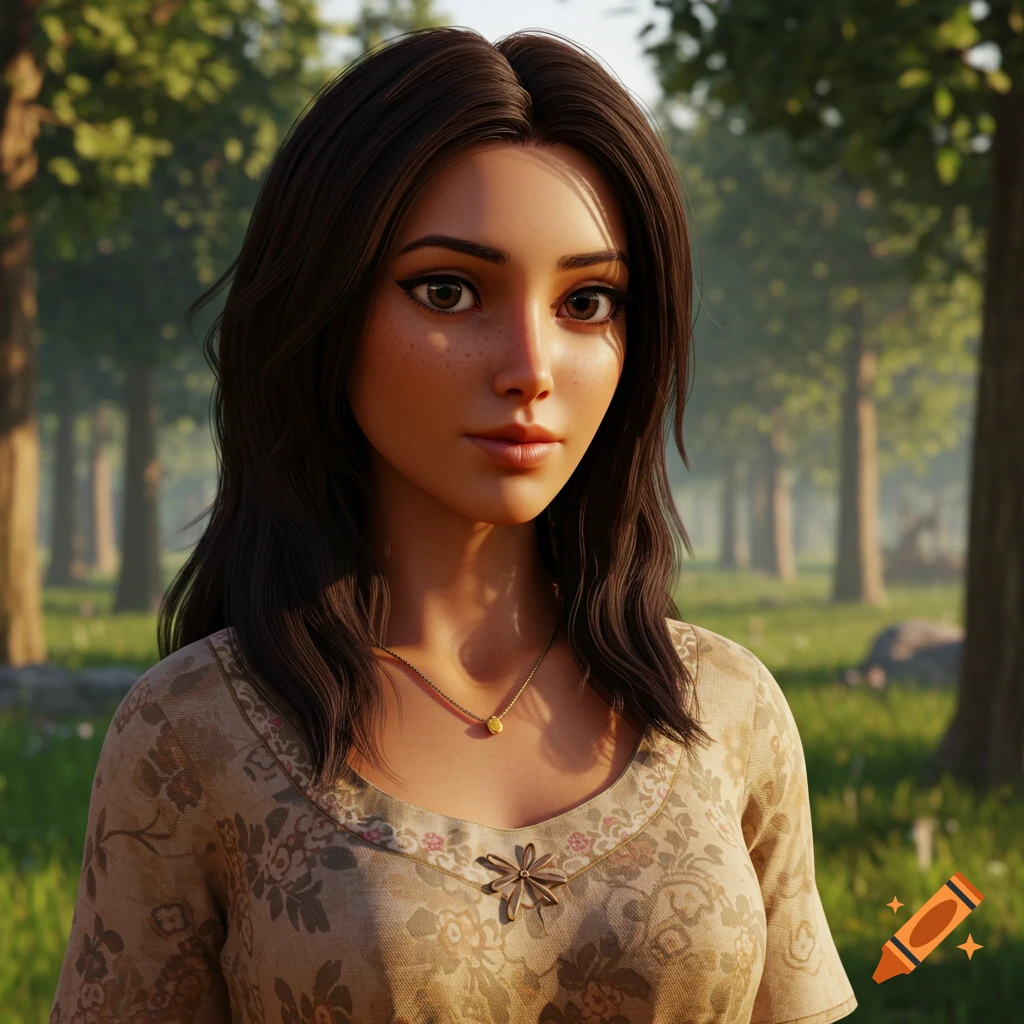 Hyper realistic rendering of Leah from Stardew Valley on Craiyon