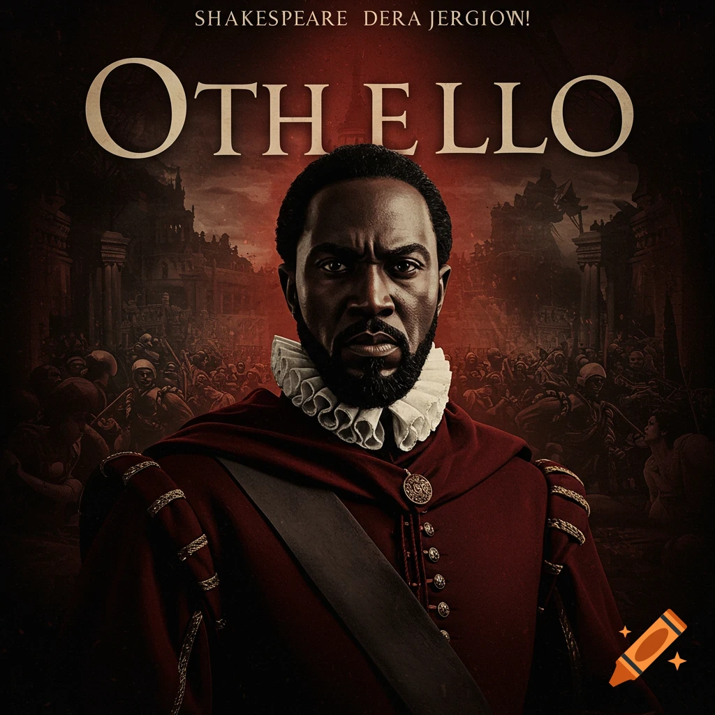 Poster for Othello featuring a man in historical costume with a crowd ...