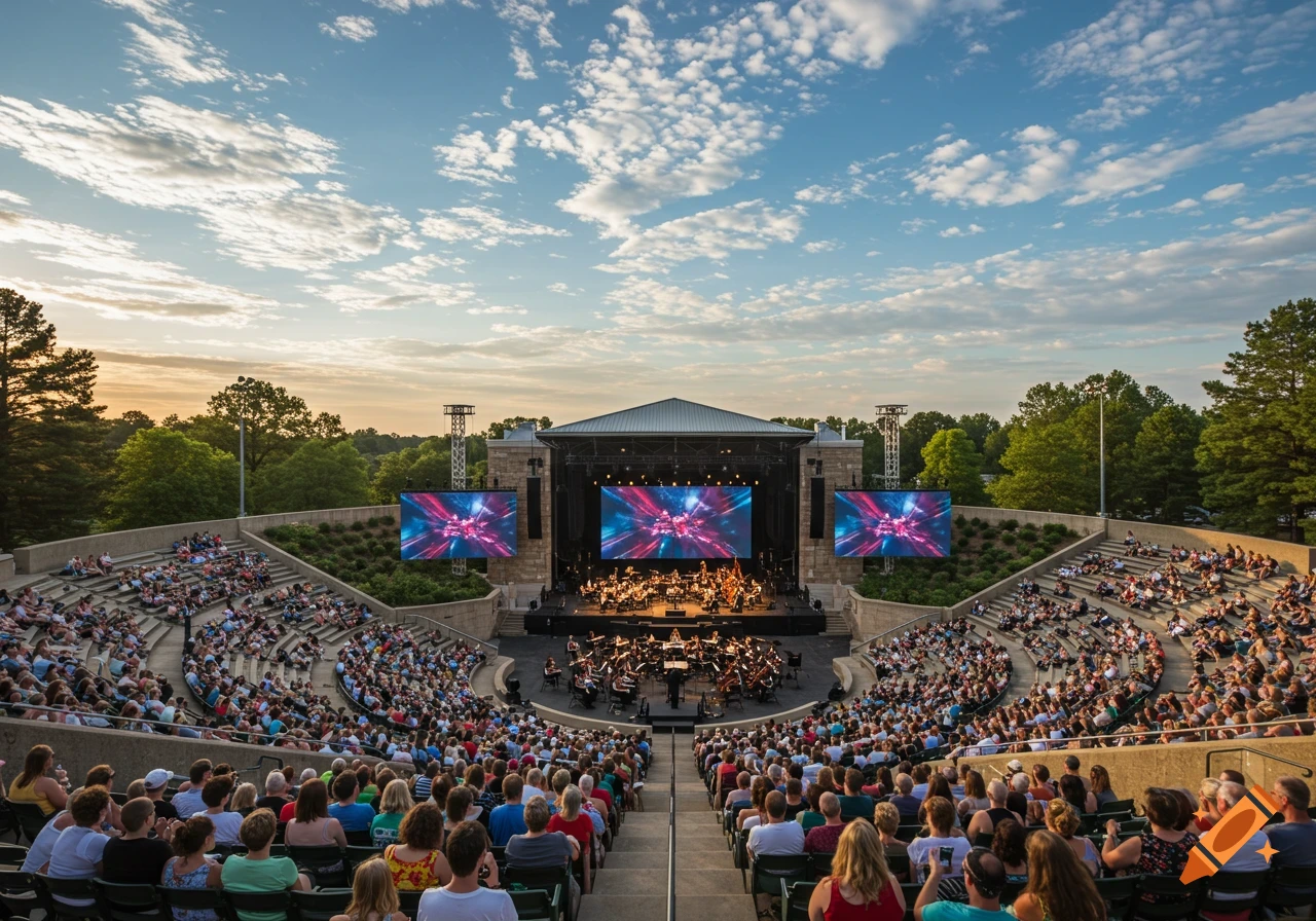 Amphitheater with orchestra and video screens in Mississippi, USA on ...