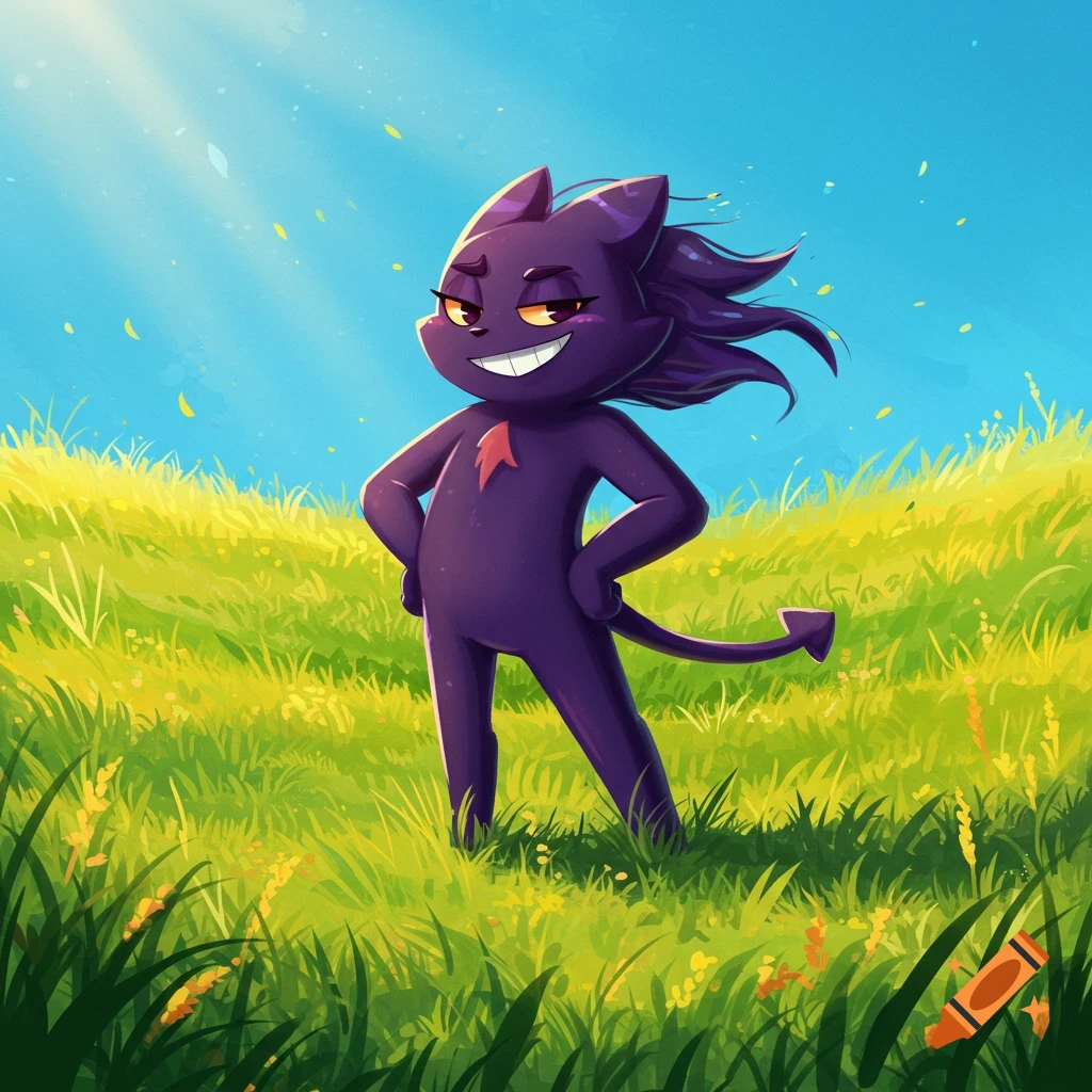 Liy from BFDI on a grassy plain looking smug on Craiyon