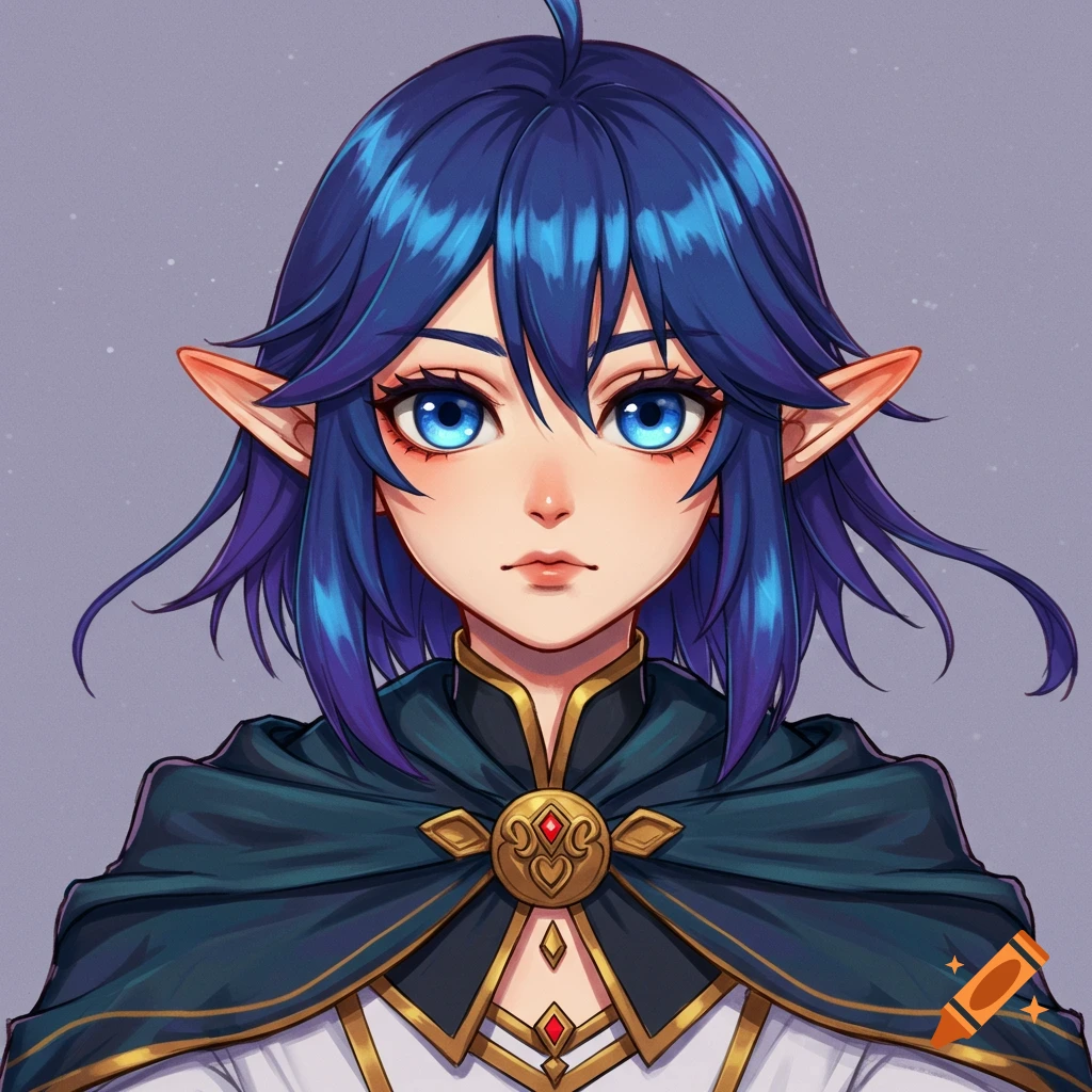 Stylized anime fantasy character with expressive eyes on Craiyon