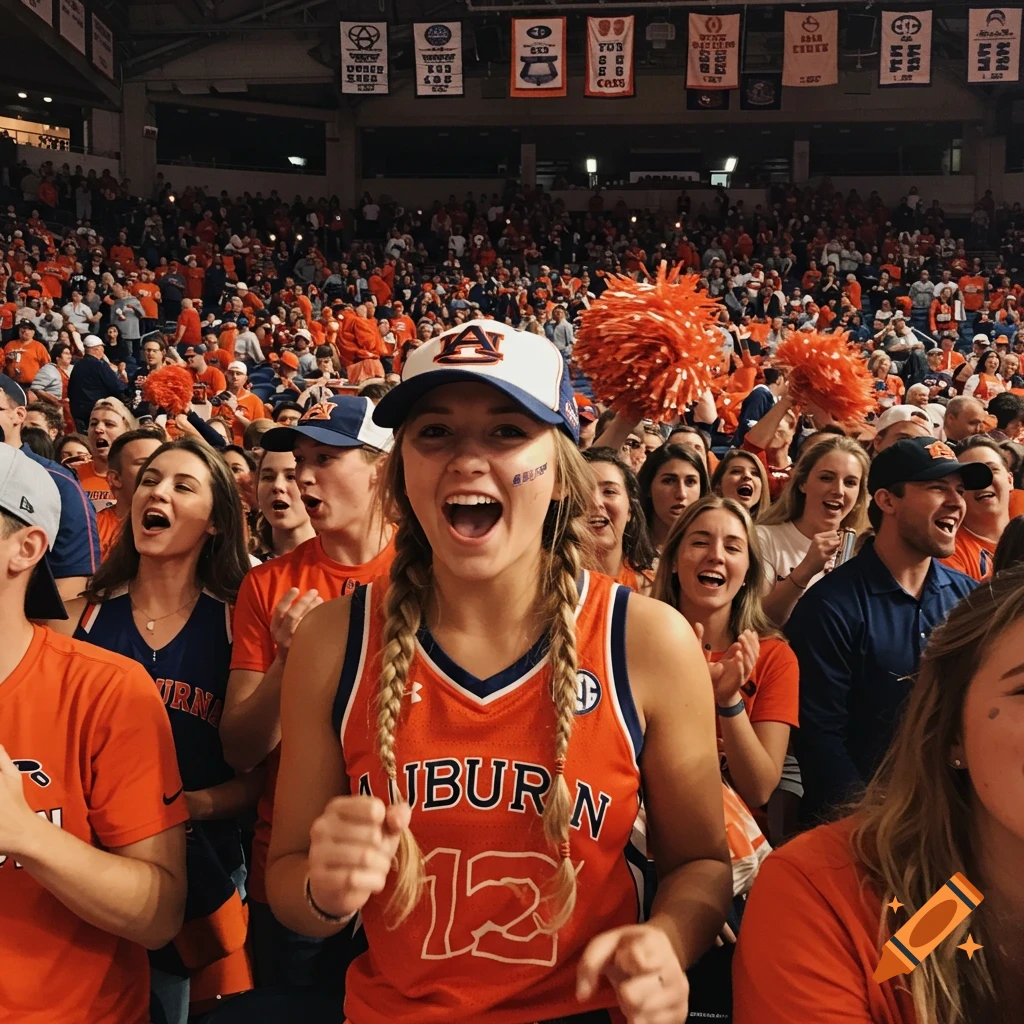 College girl at Auburn SEC basketball game on Craiyon