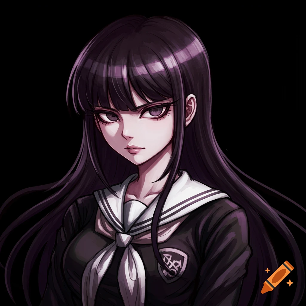 Anime sketch of a Japanese female OC with black hair and blue eyes in ...