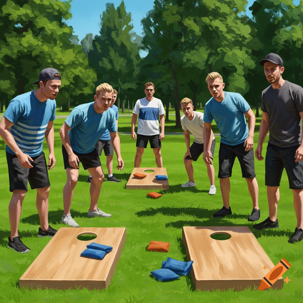 Finnish men playing cornhole on Craiyon