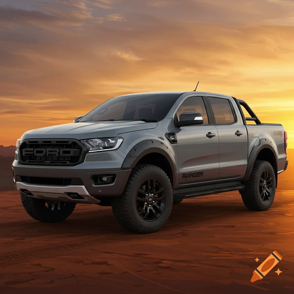 Gray Ford Ranger with black accents on Craiyon