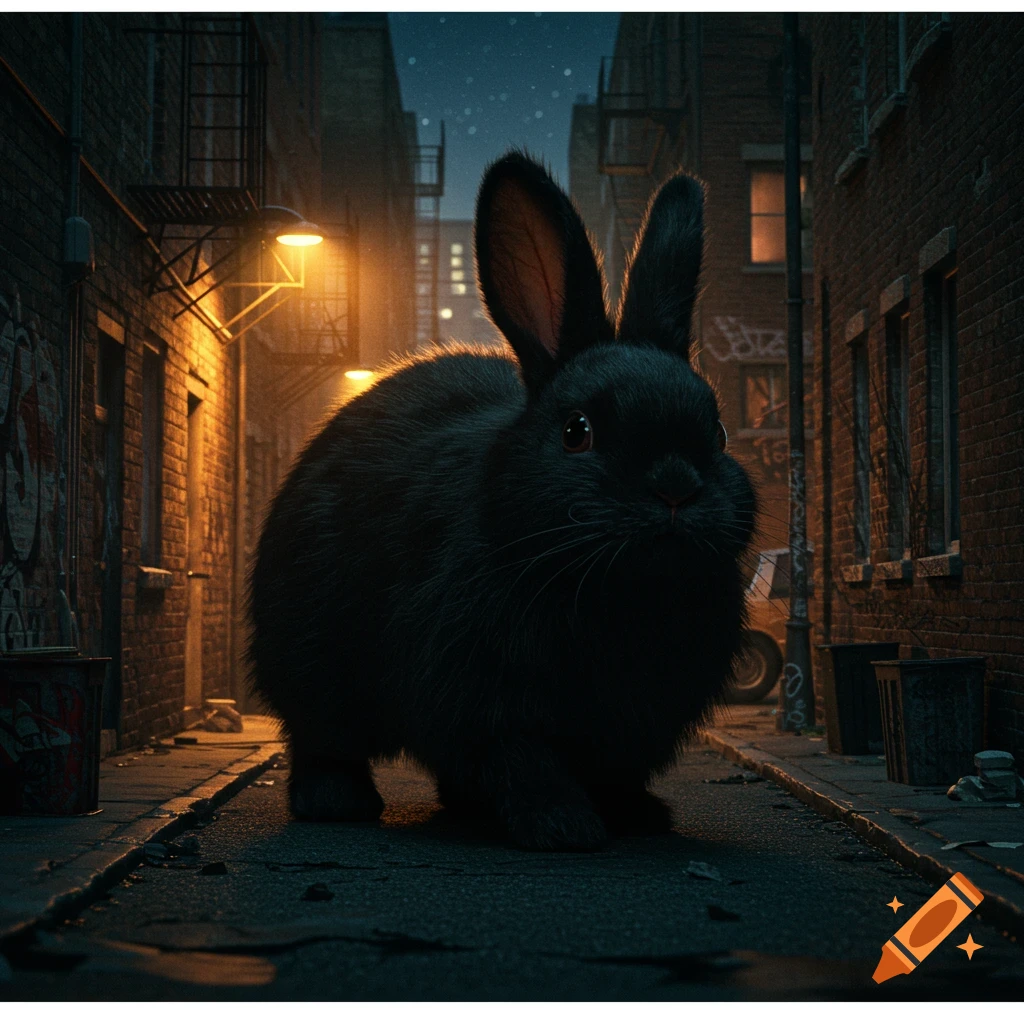 Cute realistic crochet black and tan rabbit on Craiyon