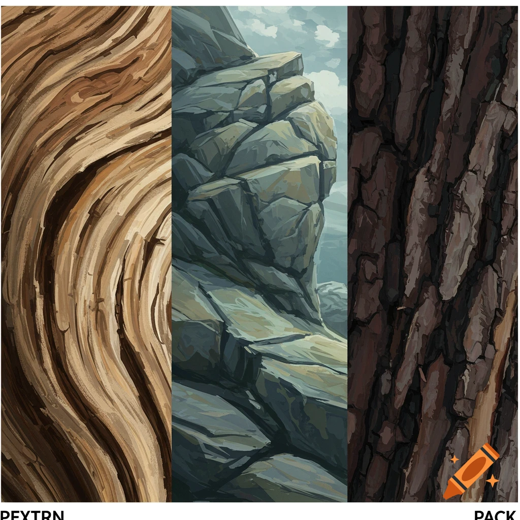 Abstract natural textures: wood grain and stone patterns on Craiyon