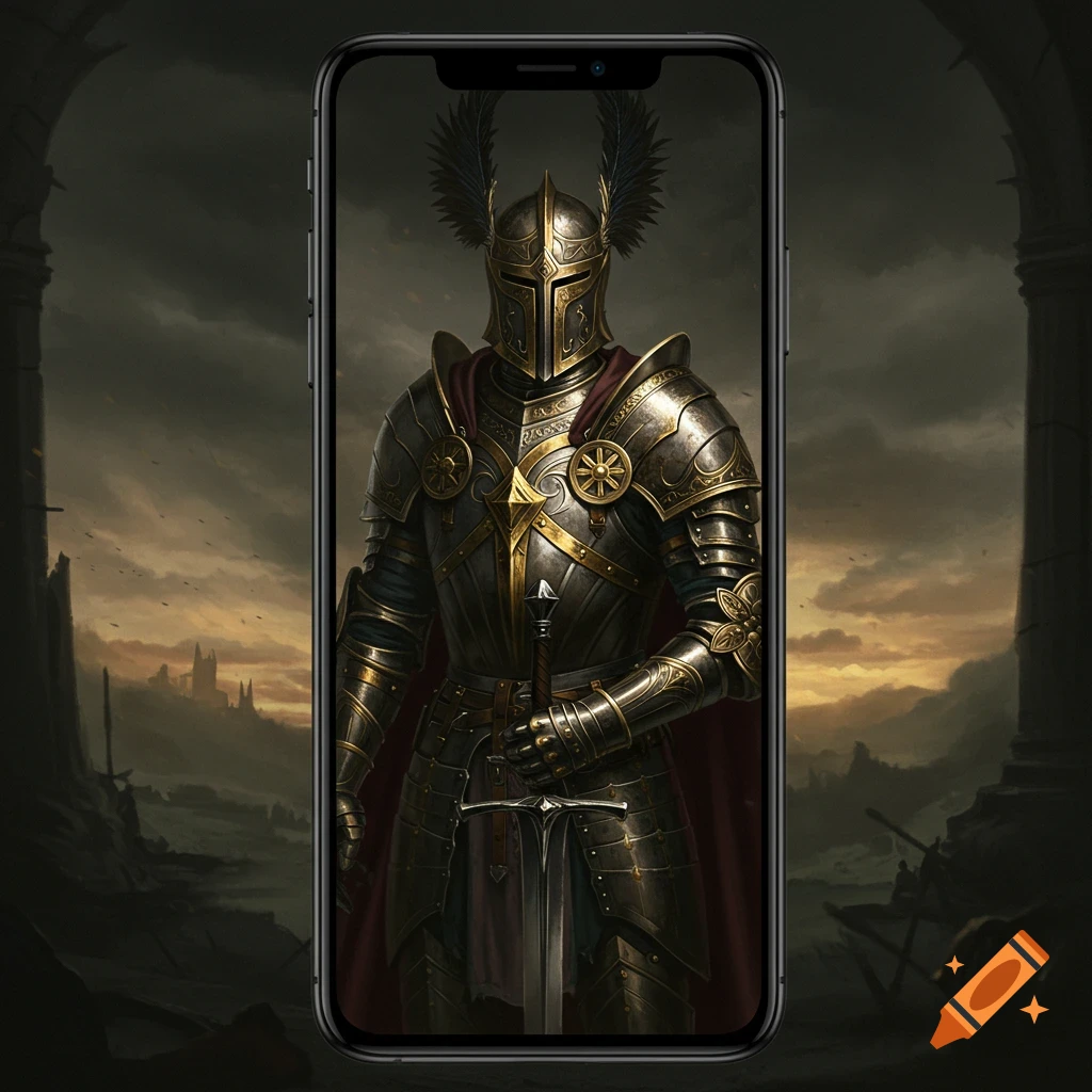 Paladin in ornate gothic plate armor, hyperrealistic phone wallpaper on ...