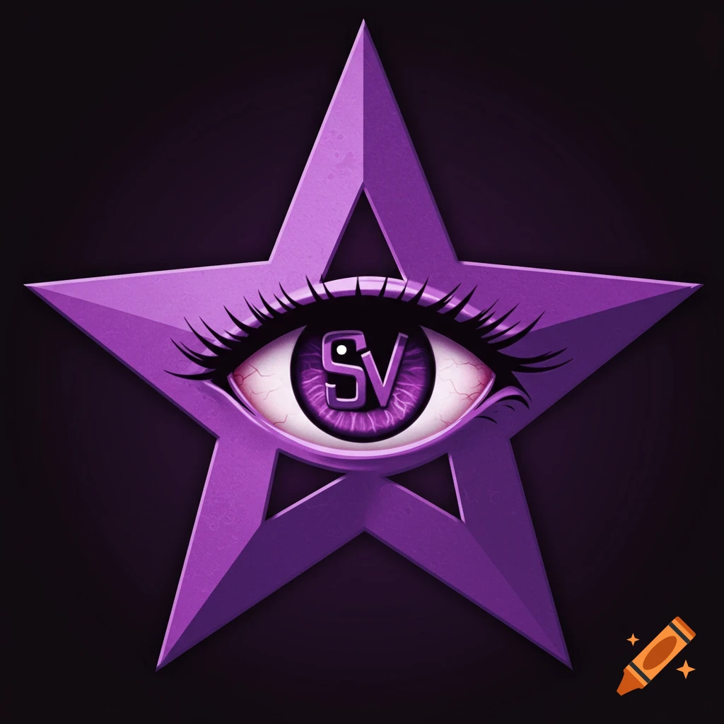 Band logo featuring a purple star with an eye cut out and a SV logo as ...