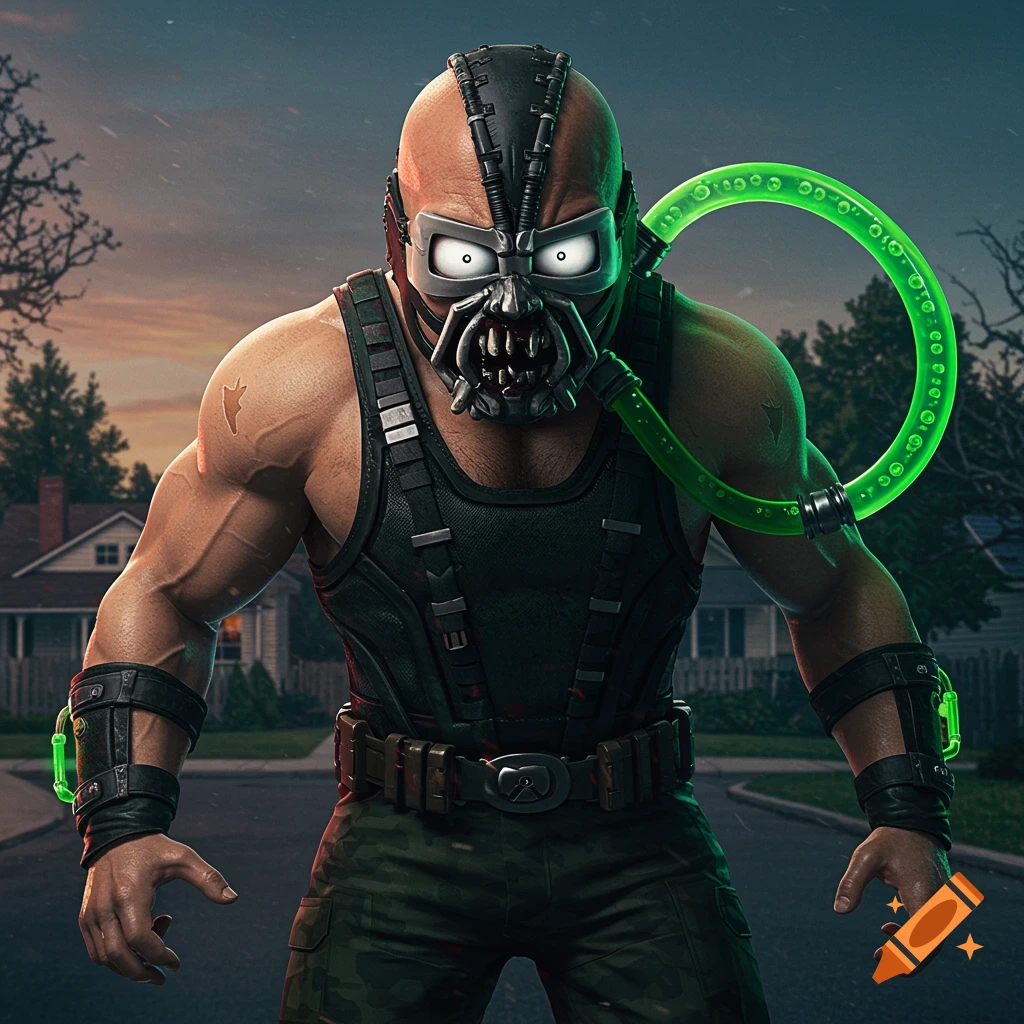 Illustration of DC Comics character Bane in his mask and vest with ...