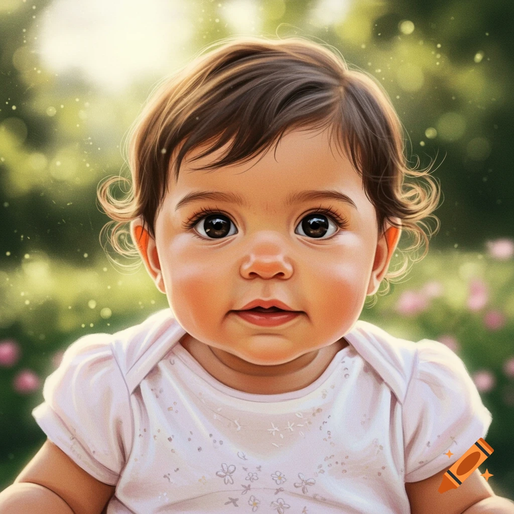 Cute baby girl, Hispanic and light-skinned on Craiyon