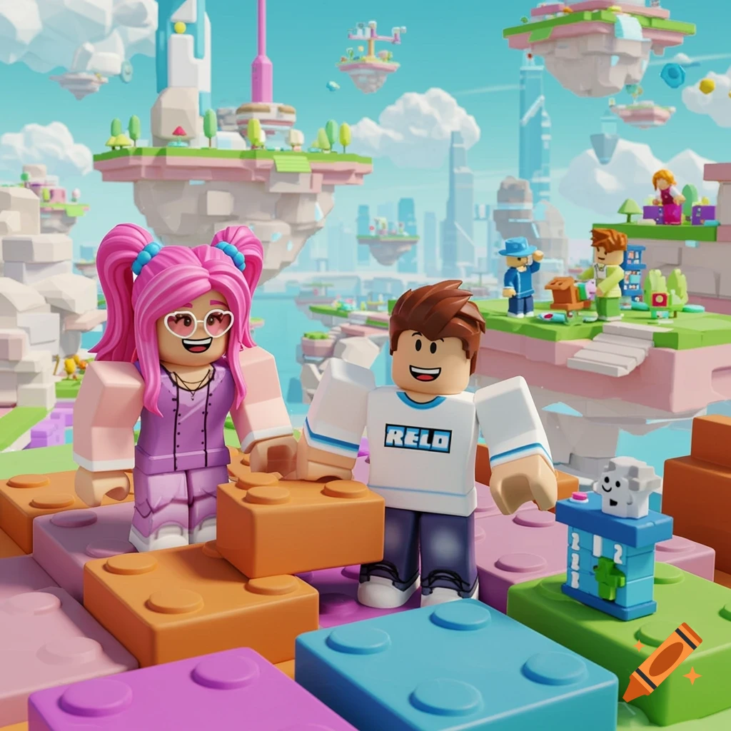 Roblox-style character holding a large pink bubble gum bubble in a ...