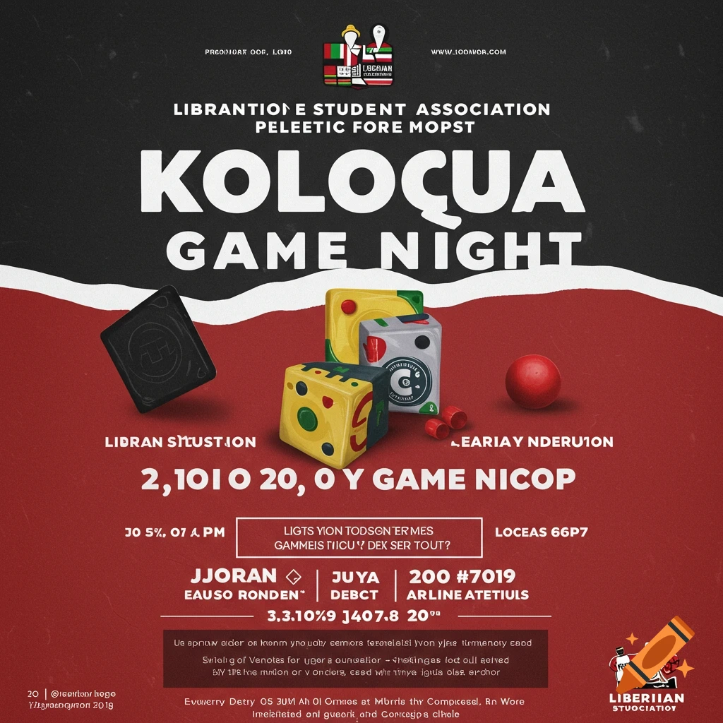 Liberian Student Association Koloqua Game Night poster on Craiyon