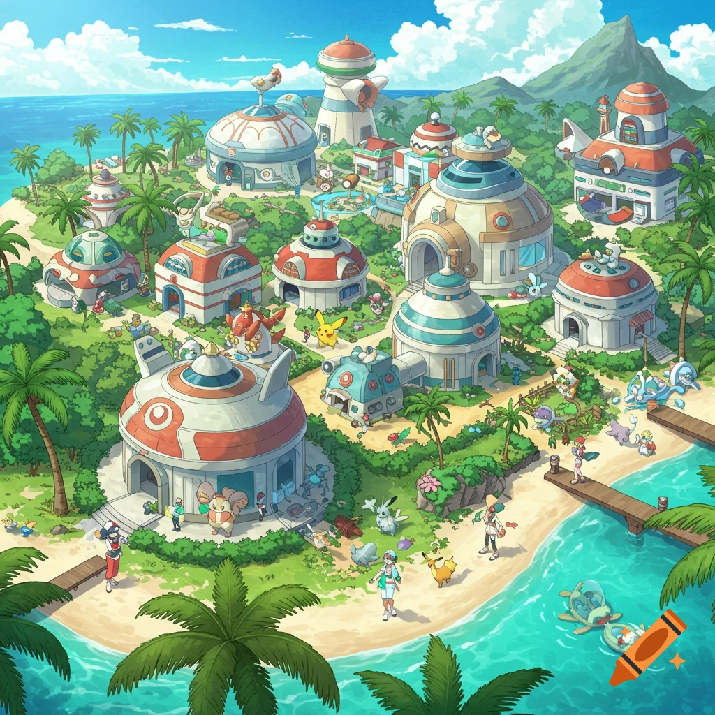 Amusement park with roller coasters and palm trees on Craiyon