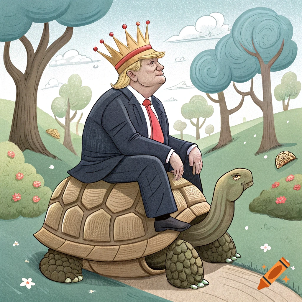 A drawing of a cicada with Donald Trump's face and upper body wearing a ...