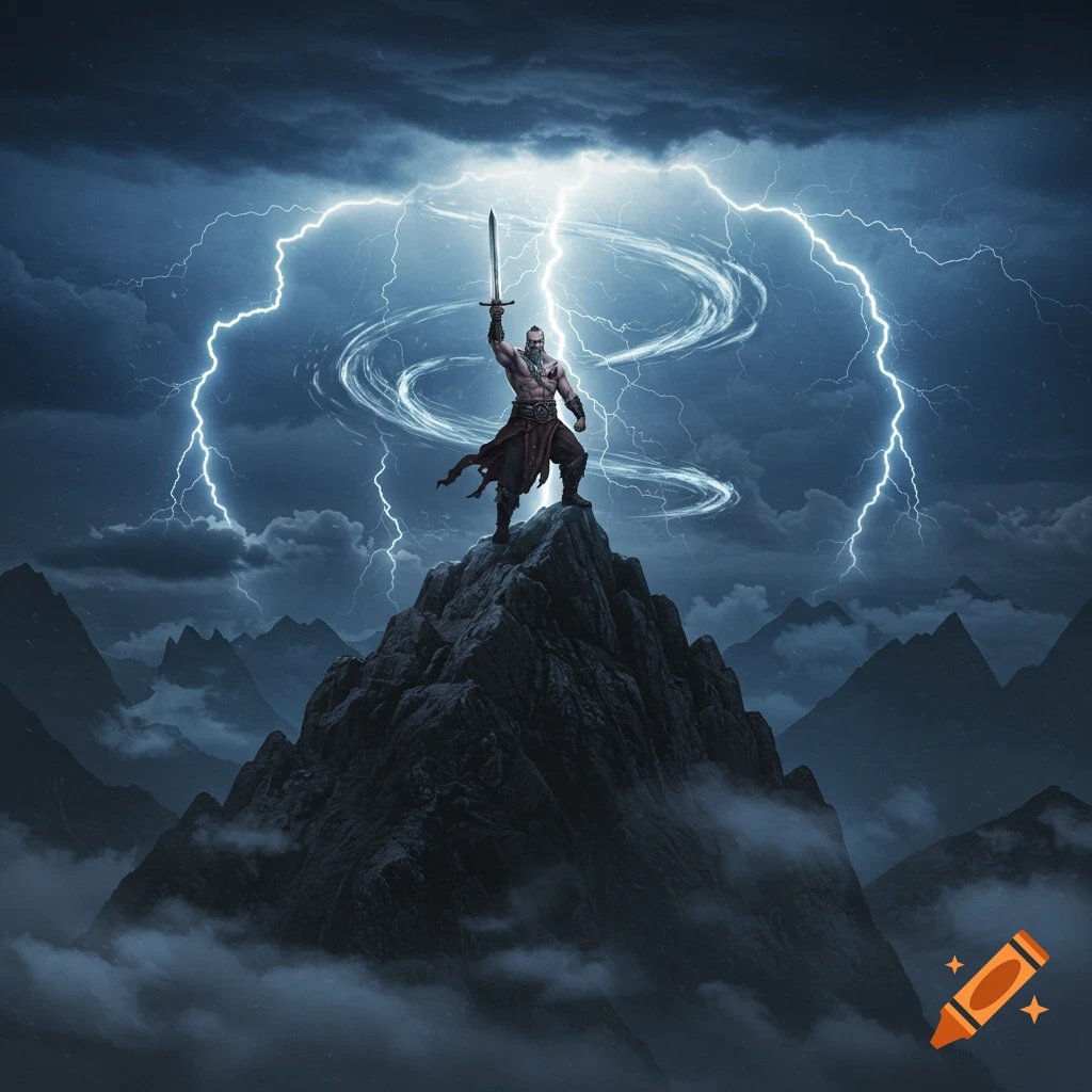 Zeus ghost with lightning bolts around him on Craiyon