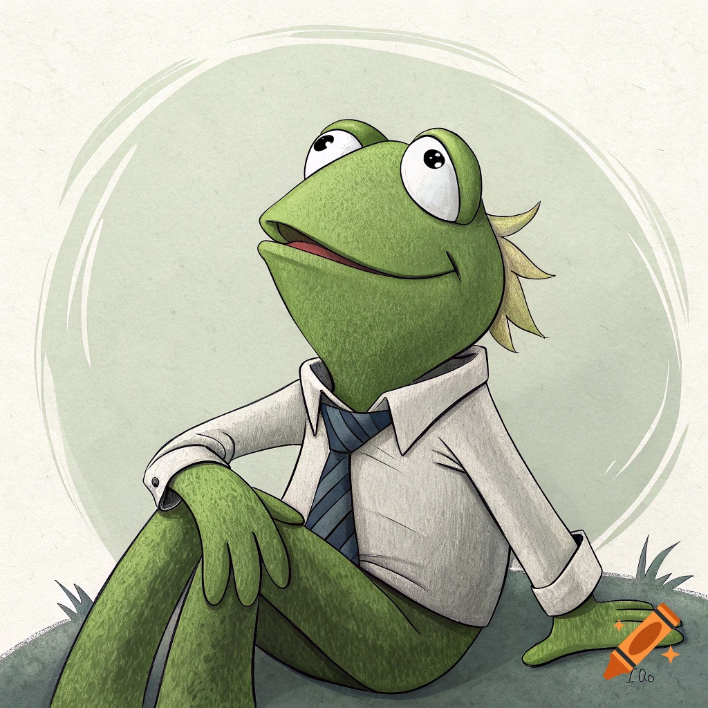 Kermit the Frog wearing a tinfoil hat on Craiyon