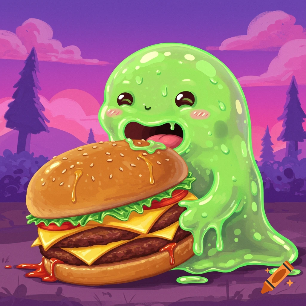 A slime eating on Craiyon