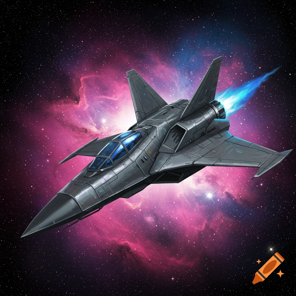 Space jet fighter on Craiyon
