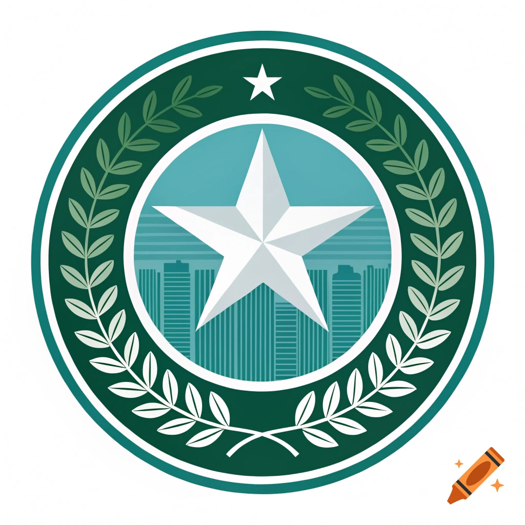 Stylized logo with blue and green circles, minimalist design. on Craiyon