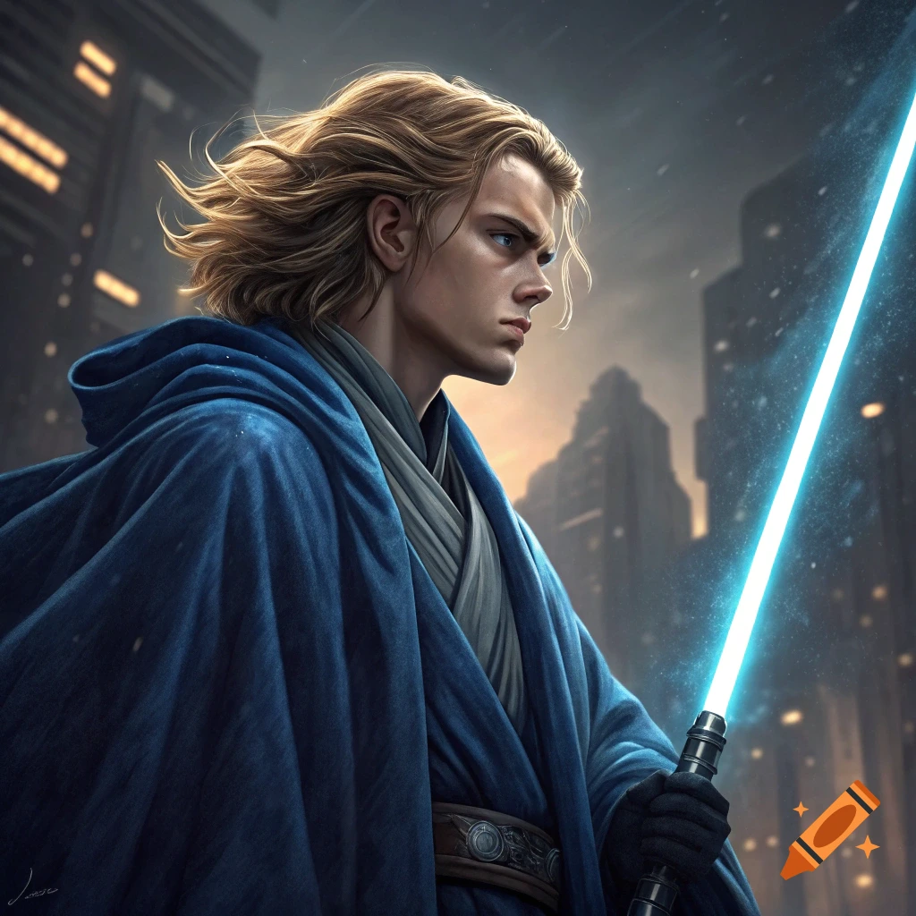 Tupac Shakur dressed as a Jedi holding a purple lightsaber on Craiyon