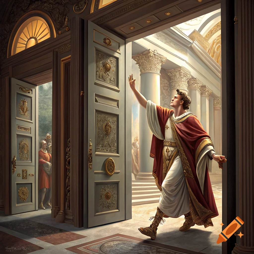 Luxurious Byzantine throne room, decorated with gold, mosaic and ...