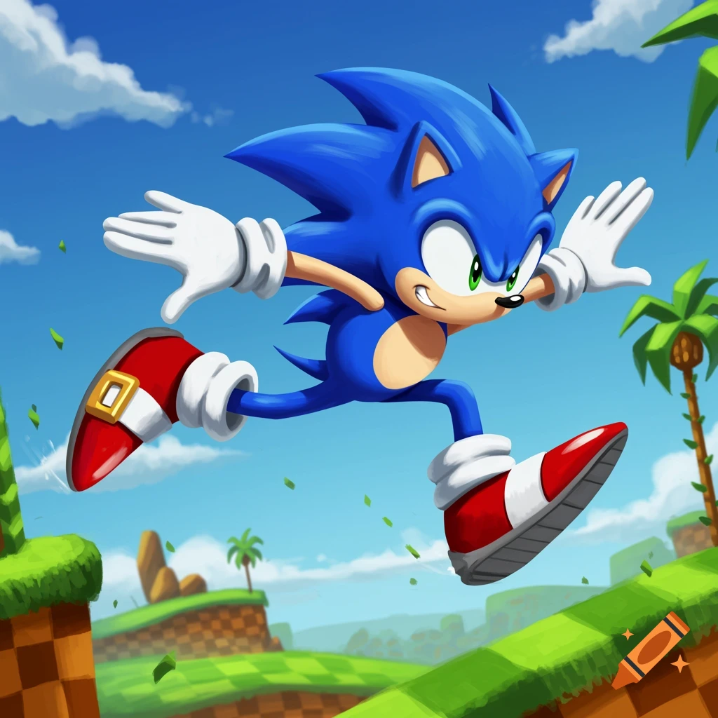 Close-up of Sonic the Hedgehog's feet with ice cream dripping on Craiyon