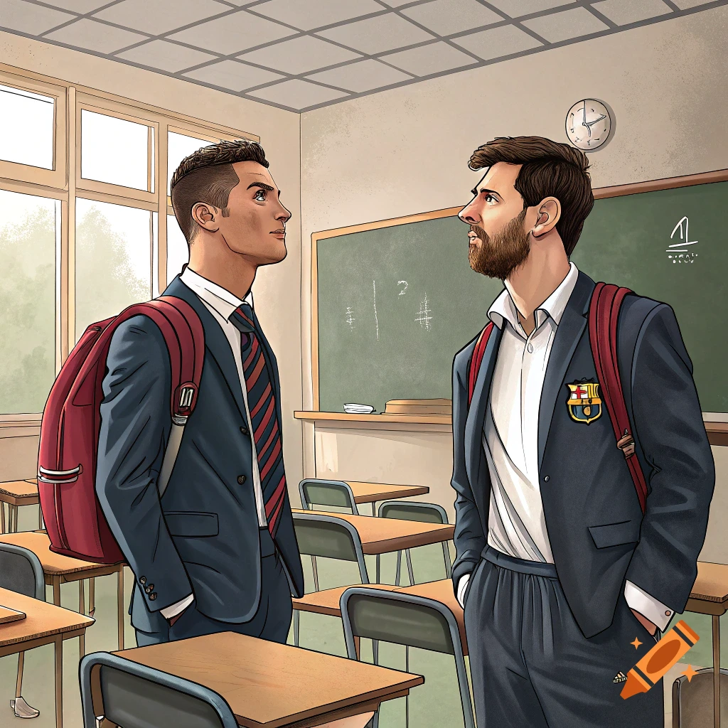 Sketch illustration of Cristiano Ronaldo standing over a kneeling ...