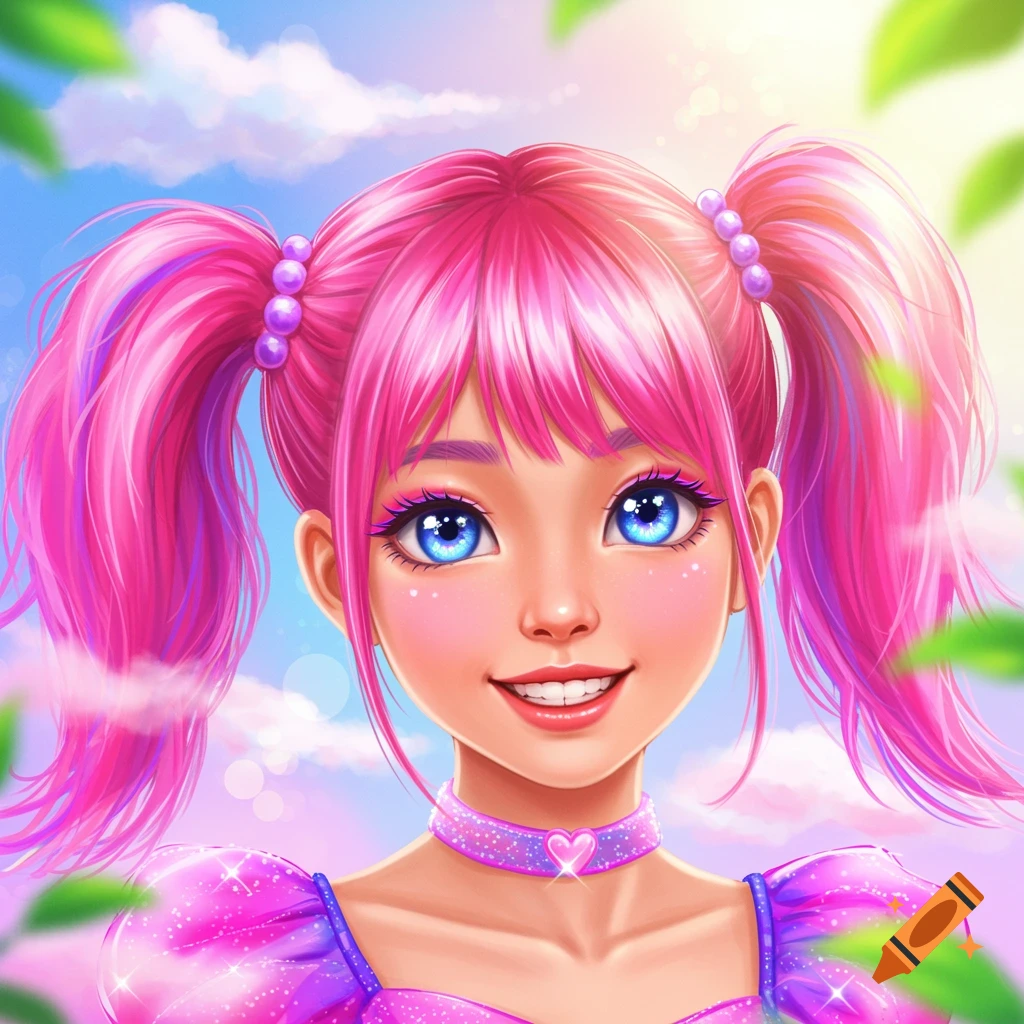 3D rendered portrait of a smiling blonde girl Roblox avatar with blue ...
