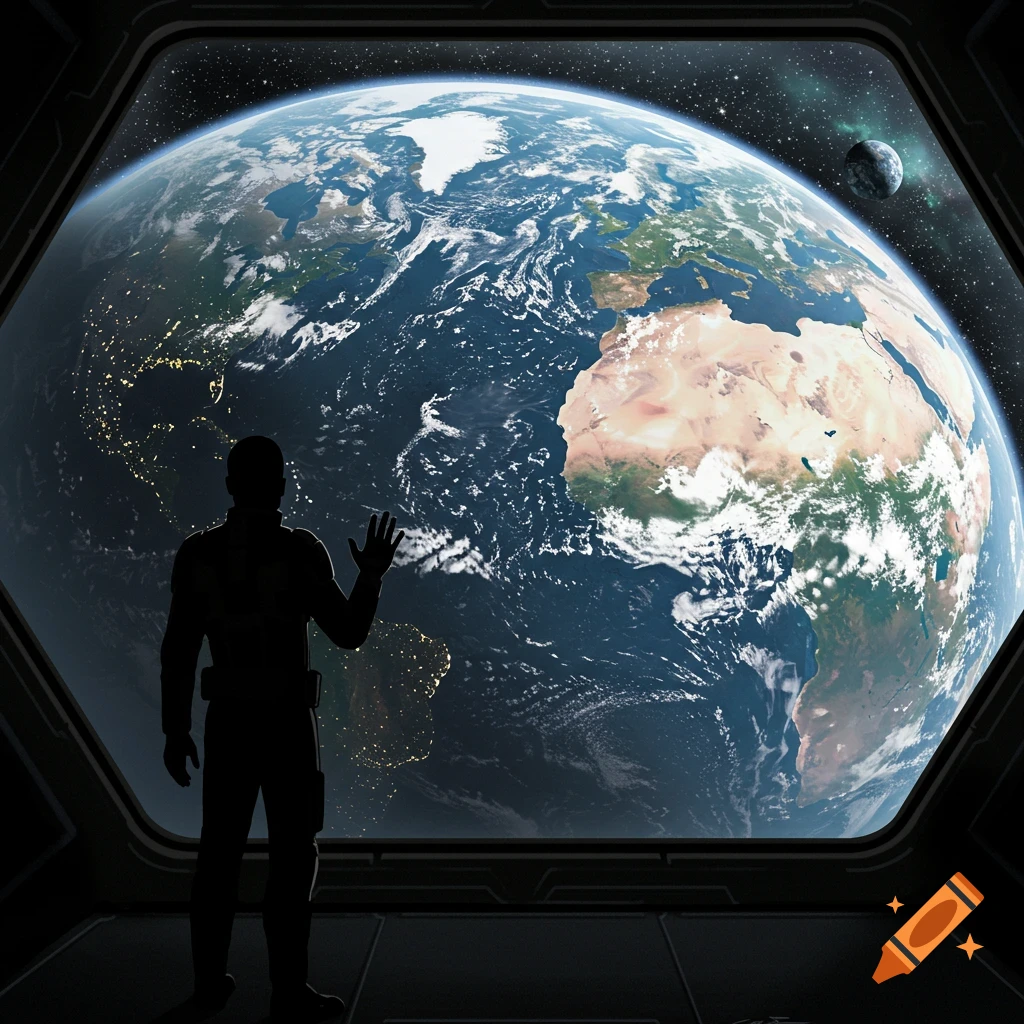 Spaceship orbiting Earth on Craiyon