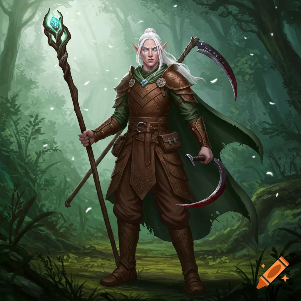 Male eladrin with red hair in misty forest with bow. on Craiyon