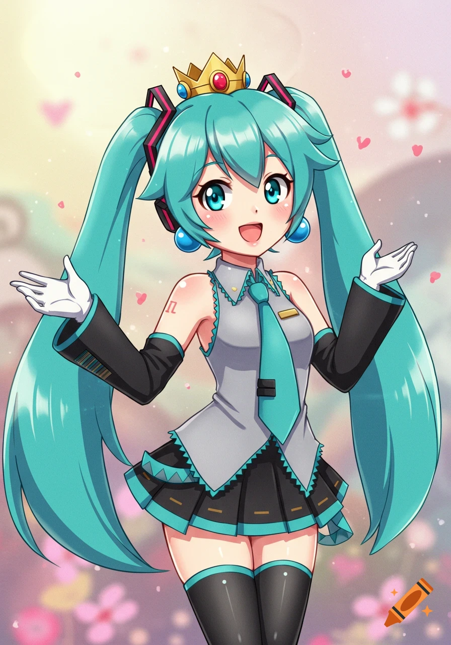 Hatsune Miku in Shantae outfit, anime style on Craiyon