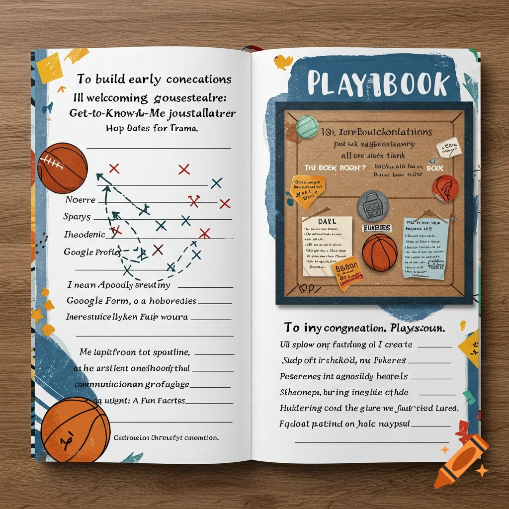 Animated sports playbook with a get-to-know-me questionnaire on Craiyon