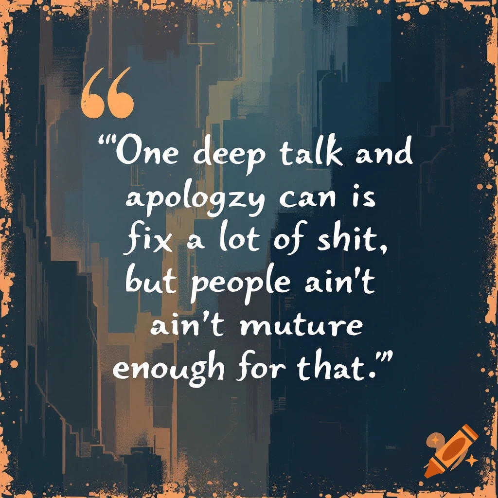 Quote: One deep talk and apology can fix a lot. on Craiyon