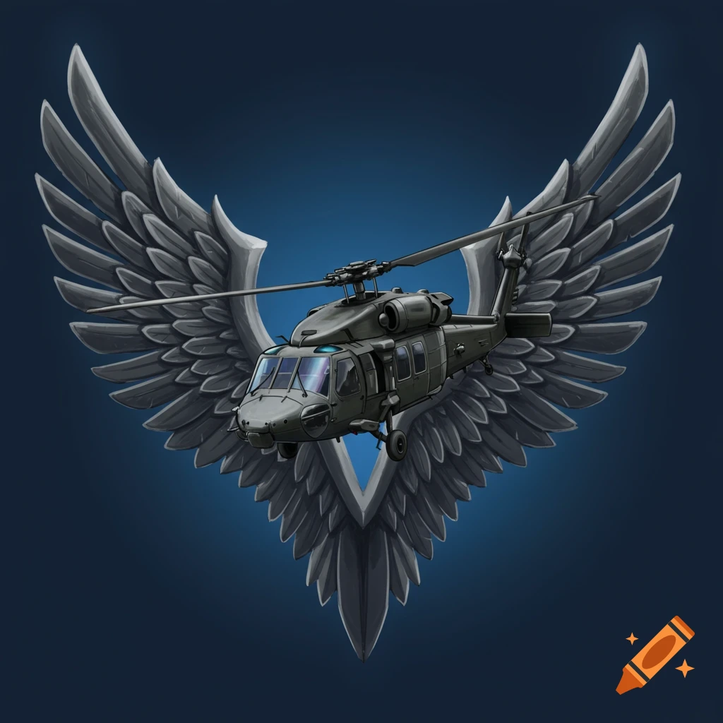 Illustration of a military aviator badge with a Black Hawk helicopter ...