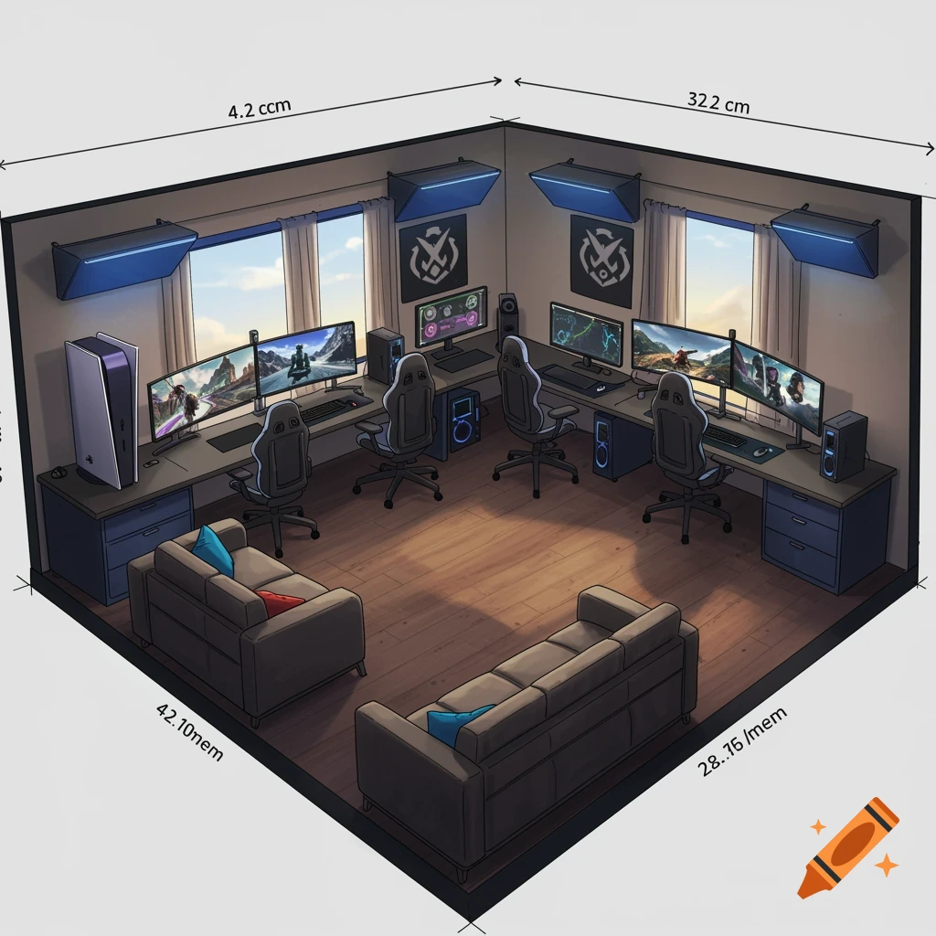 Gaming center with console gaming area, PlayStation 5, Xbox Series S ...