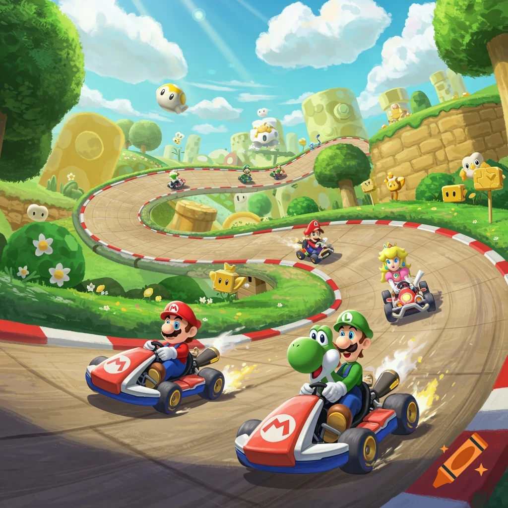 Mario Kart World game logo on Craiyon