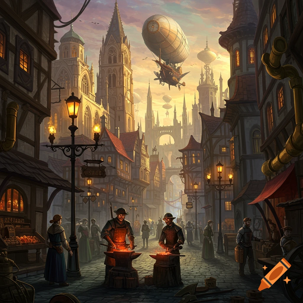 Golden kingdom of Summerstay with castle, city, vineyards, banners, horses, and people on Craiyon