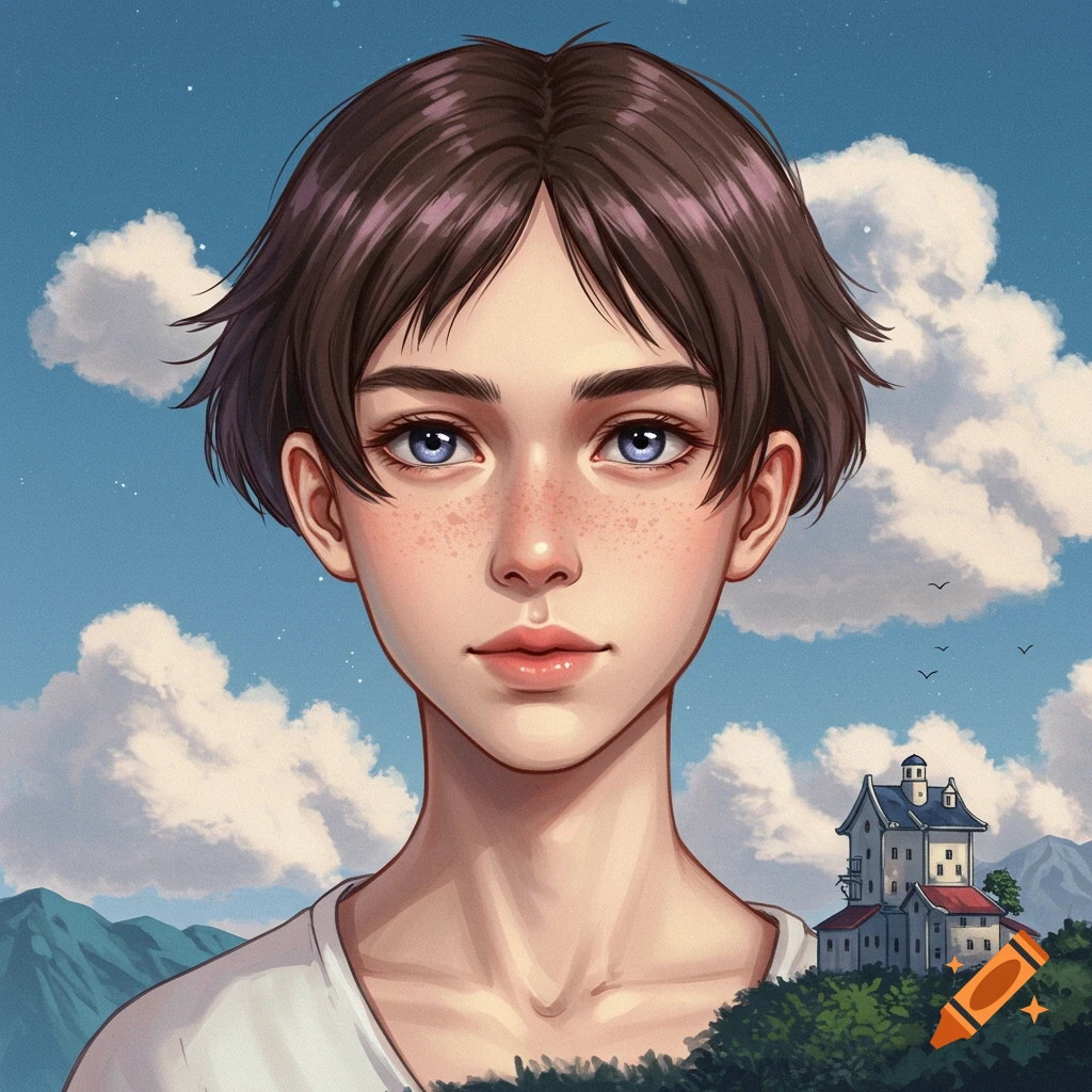 Anime-style portrait inspired by Studio Ghibli on Craiyon