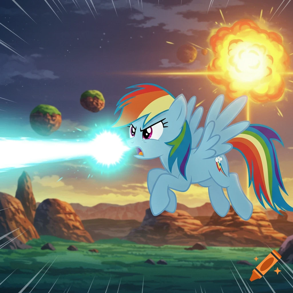 Rainbow Dash in Dragon Ball Z anime style on Craiyon