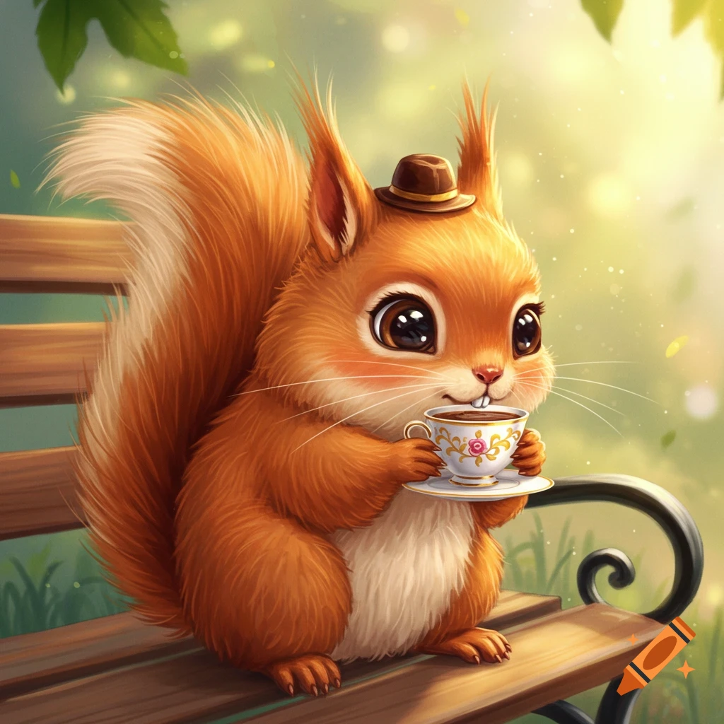 Squirrel Drinking Coffee Gif