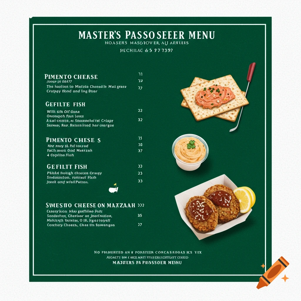 Masters Passover Seder Menu in Augusta National concessions style on ...