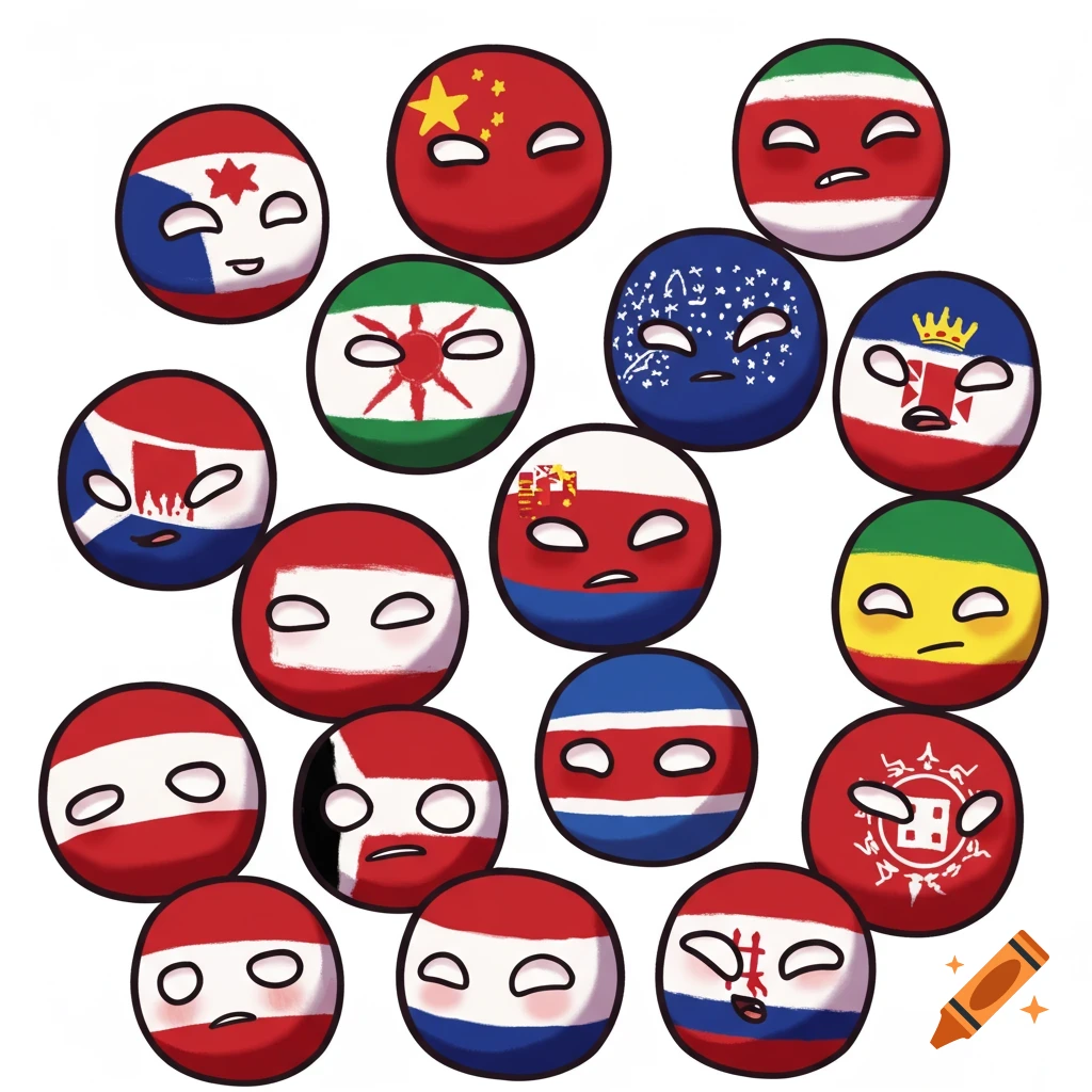 Countryballs cartoon illustration on Craiyon