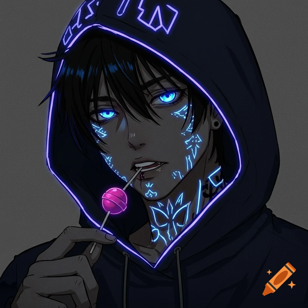 Black haired anime girl with electric blue eyes gazing at the camera on ...