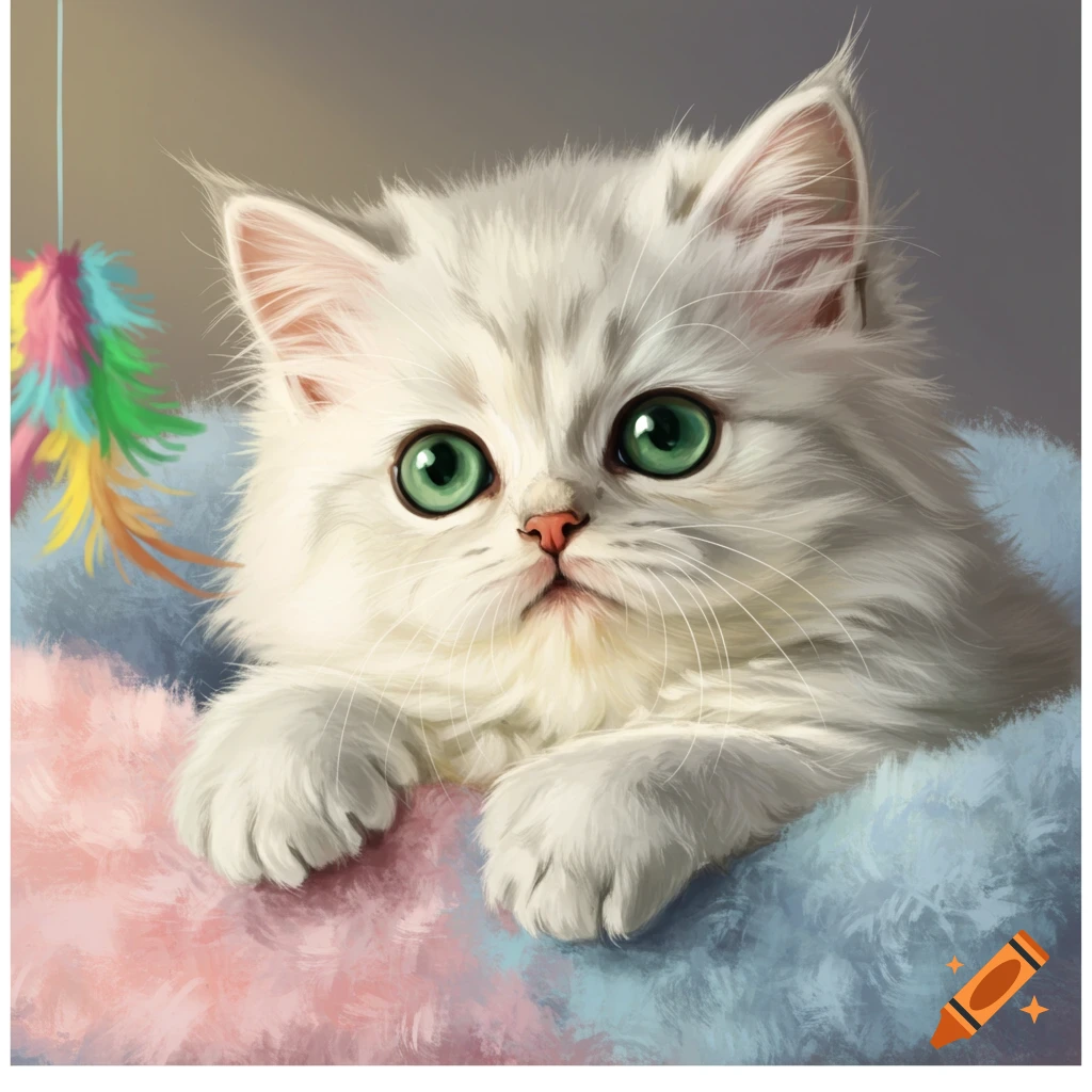 Cute white kitten on Craiyon