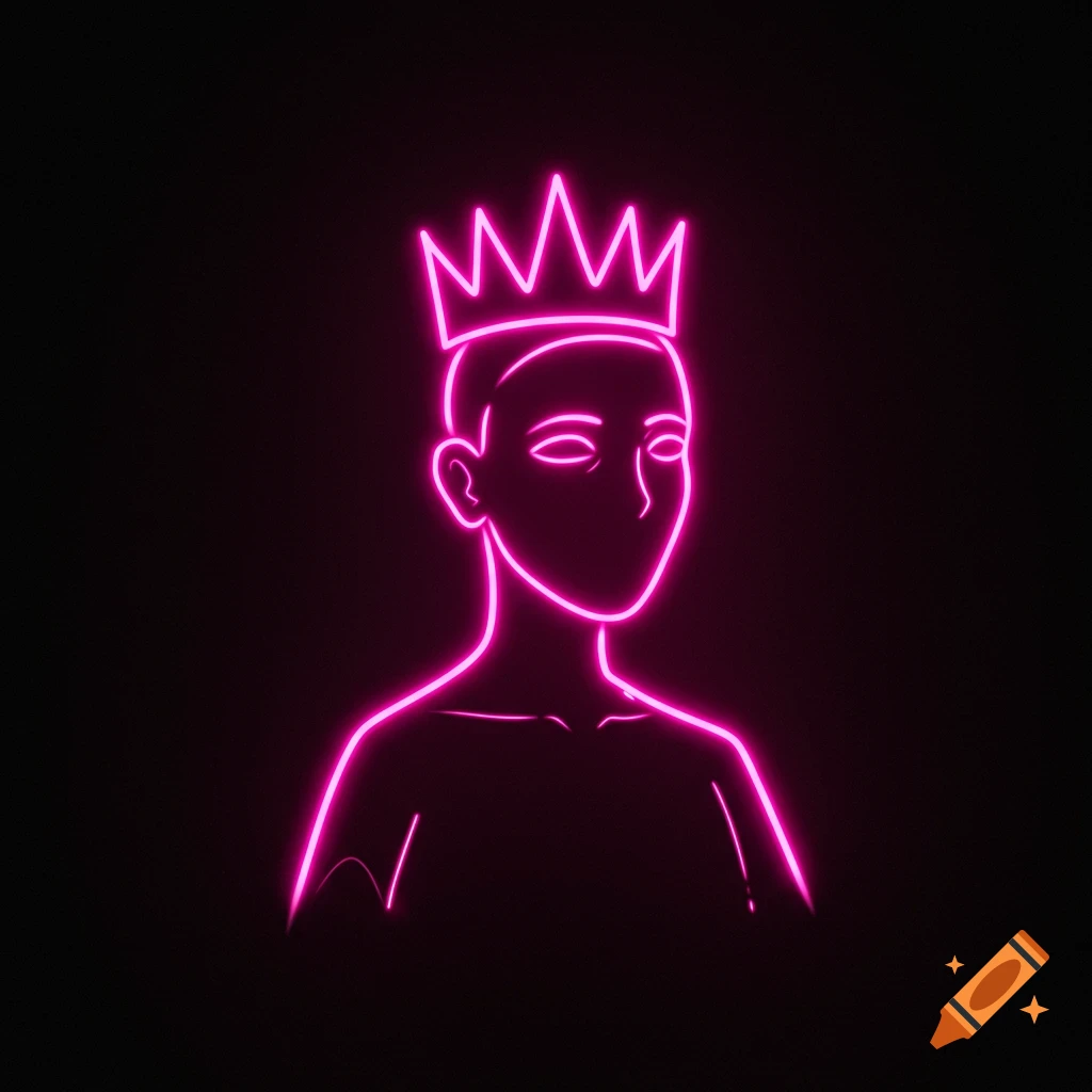 Minimalist neon pink spectral figure with a crown on Craiyon