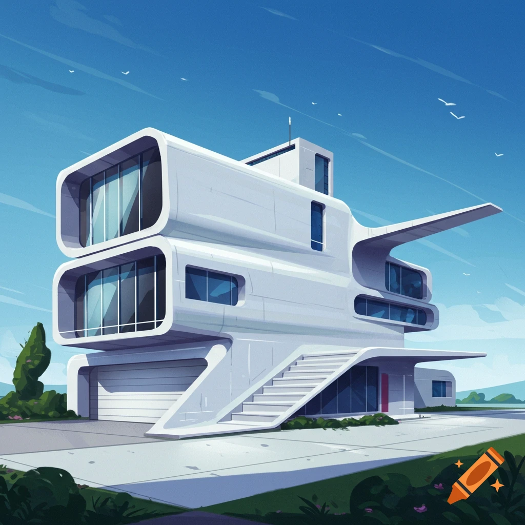 House with a waterfall running through it on Craiyon