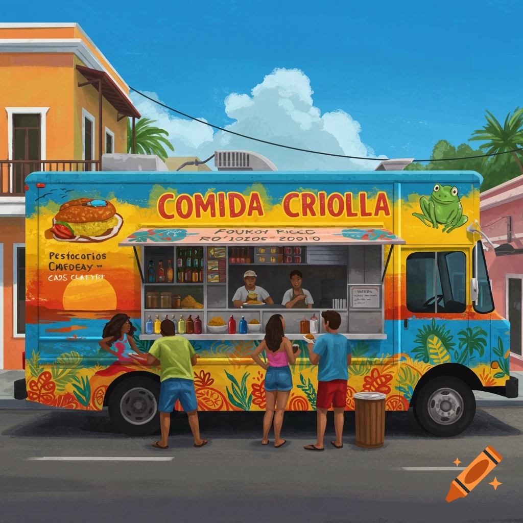 Borian's Puerto Rican food truck logo on Craiyon